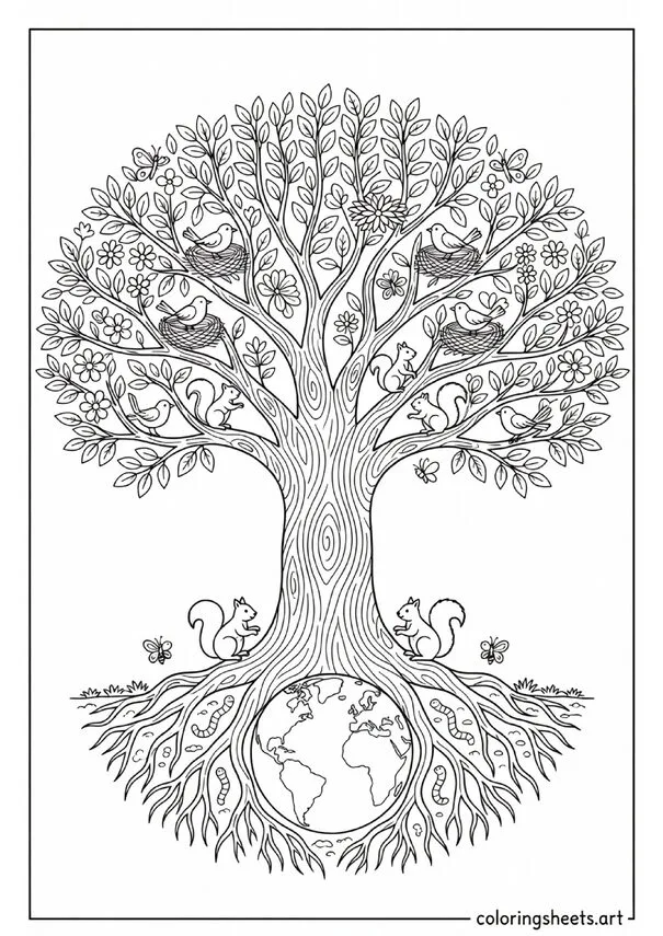 Earth Day Tree Coloring Page Crayolacom